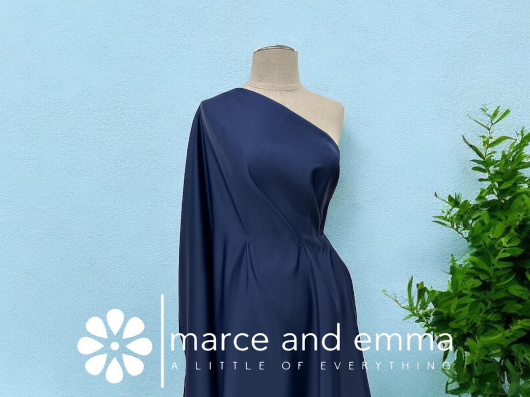 Navy Smooth Bridal Satin by the Yard Navy Dull Satin Bridal Dress Matte ...