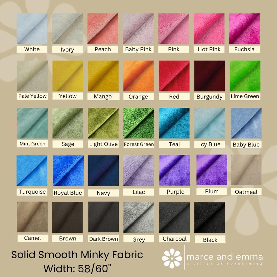 Minky Fabric by the Yard Smooth Minkie Fabric for Baby Blanket Soft Fur ...
