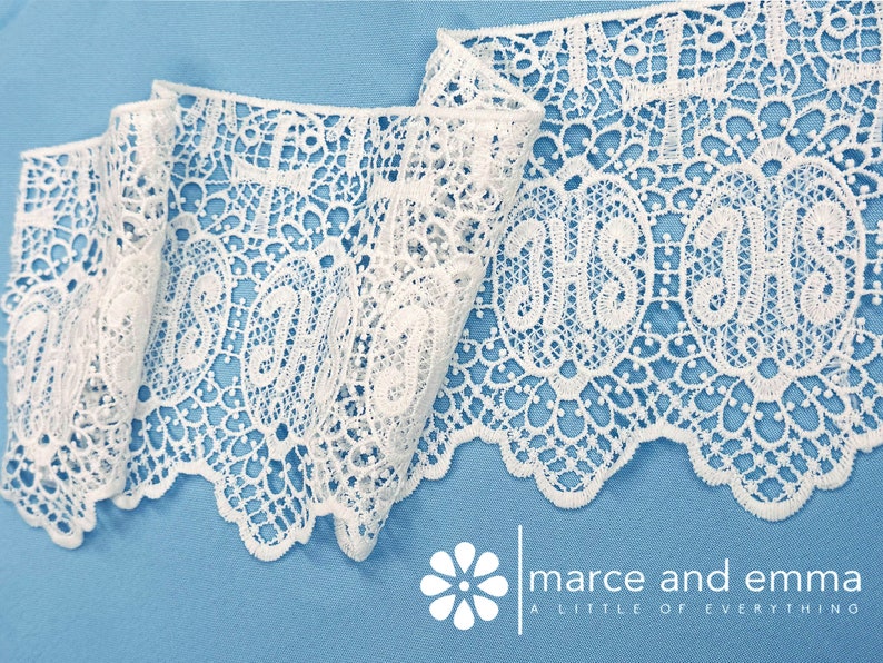White Liturgical Lace Trim Fabric by the Yard Religious Marian Lace JHS ...