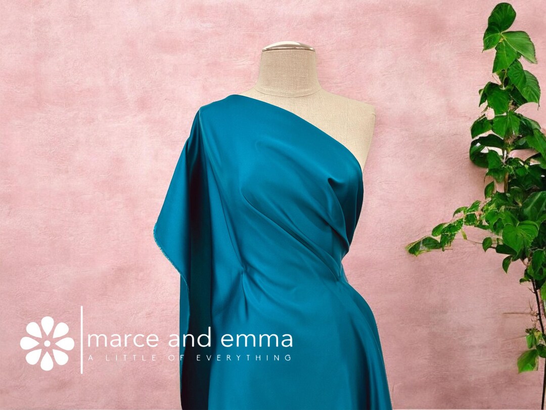 Teal Smooth Bridal Satin by the Yard Teal Dull Satin Bridal Dress Matte ...