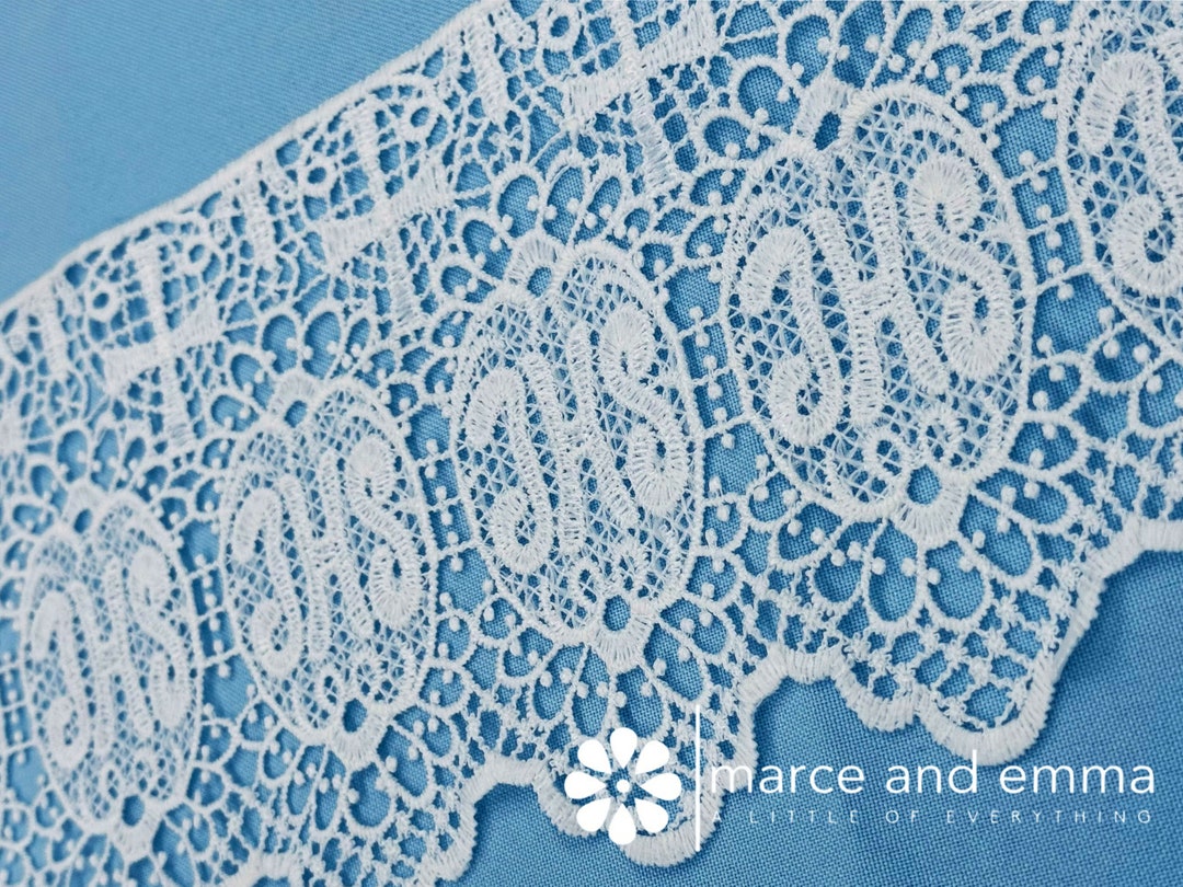 White Liturgical Lace Trim Fabric by the Yard Religious Marian Lace JHS ...
