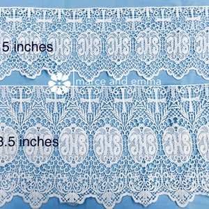 White Liturgical Lace Trim Fabric by the Yard Religious Marian Lace JHS ...