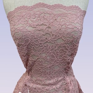 Dusty Rose Lace Fabric by the Yard Corded Floral Raschel Lace ...