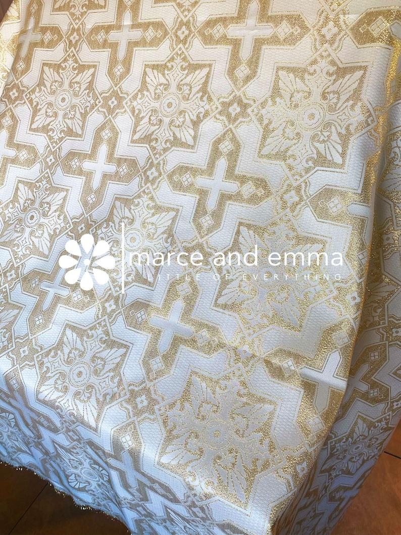 Liturgical Brocade Gold Fabric by the Yard Religious Brocade Fabric ...