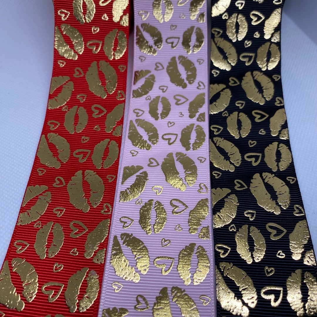5 Yards 1.5” Lips Ribbon Valentines Decor Ribbon Kiss Lips Ribbon Red ...