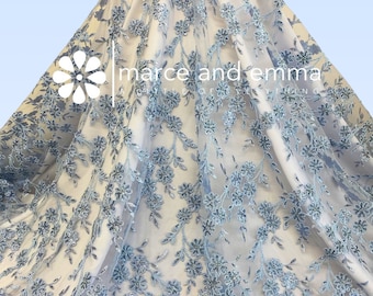 Royal Blue Beaded Fabric by the Yard Sequin Net Fabric for Dress Royal ...