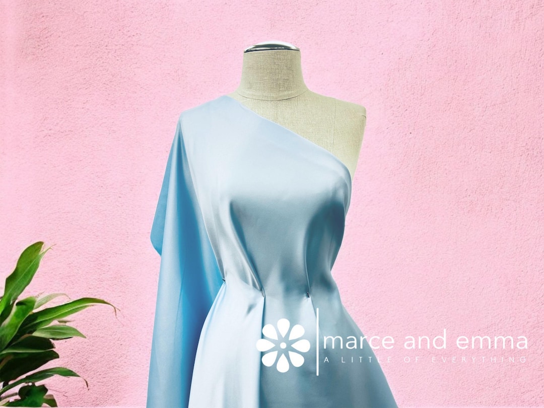 Baby Blue Smooth Bridal Satin by the Yard Dull Satin Bridal Dress Matte ...