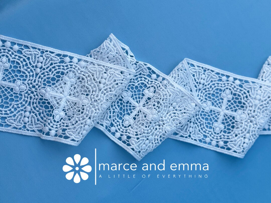 Liturgical Lace Trim With Cross Catholic Altar Lace Décor Prayer Table Trimming Cross Guipiure