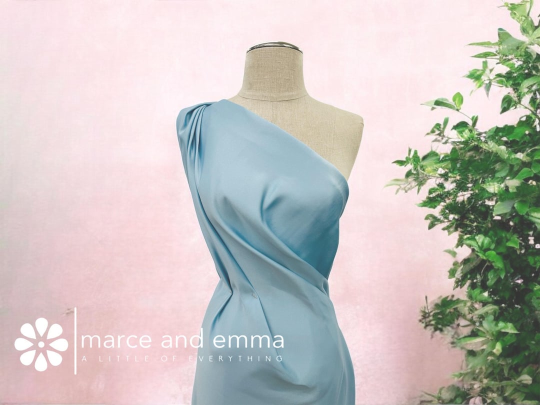 Light Blue Smooth Bridal Satin by the Yard Dull Satin Bridal Dress ...