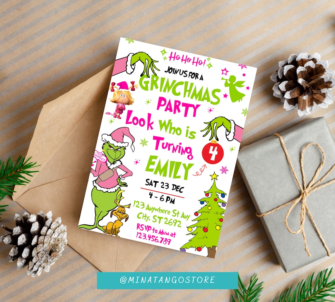 Grinch Birthday Invitation Friendsmas Invitation Friends - Etsy
