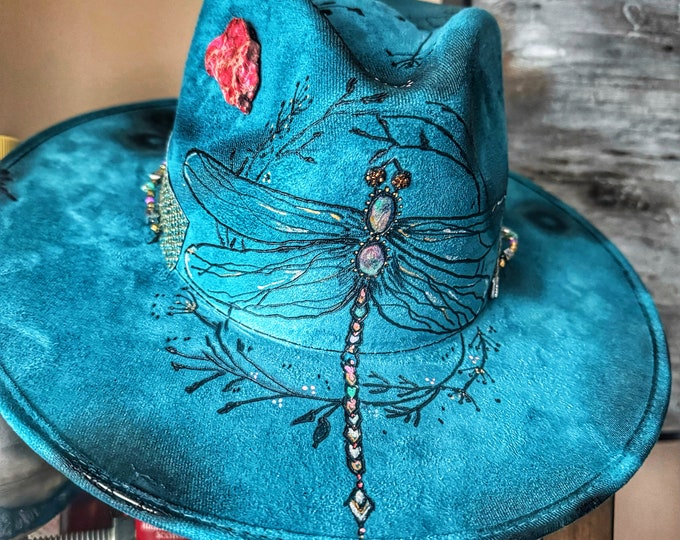Custom Cowboy Hat "turquoise Treasure Dragonfly” - Etsy