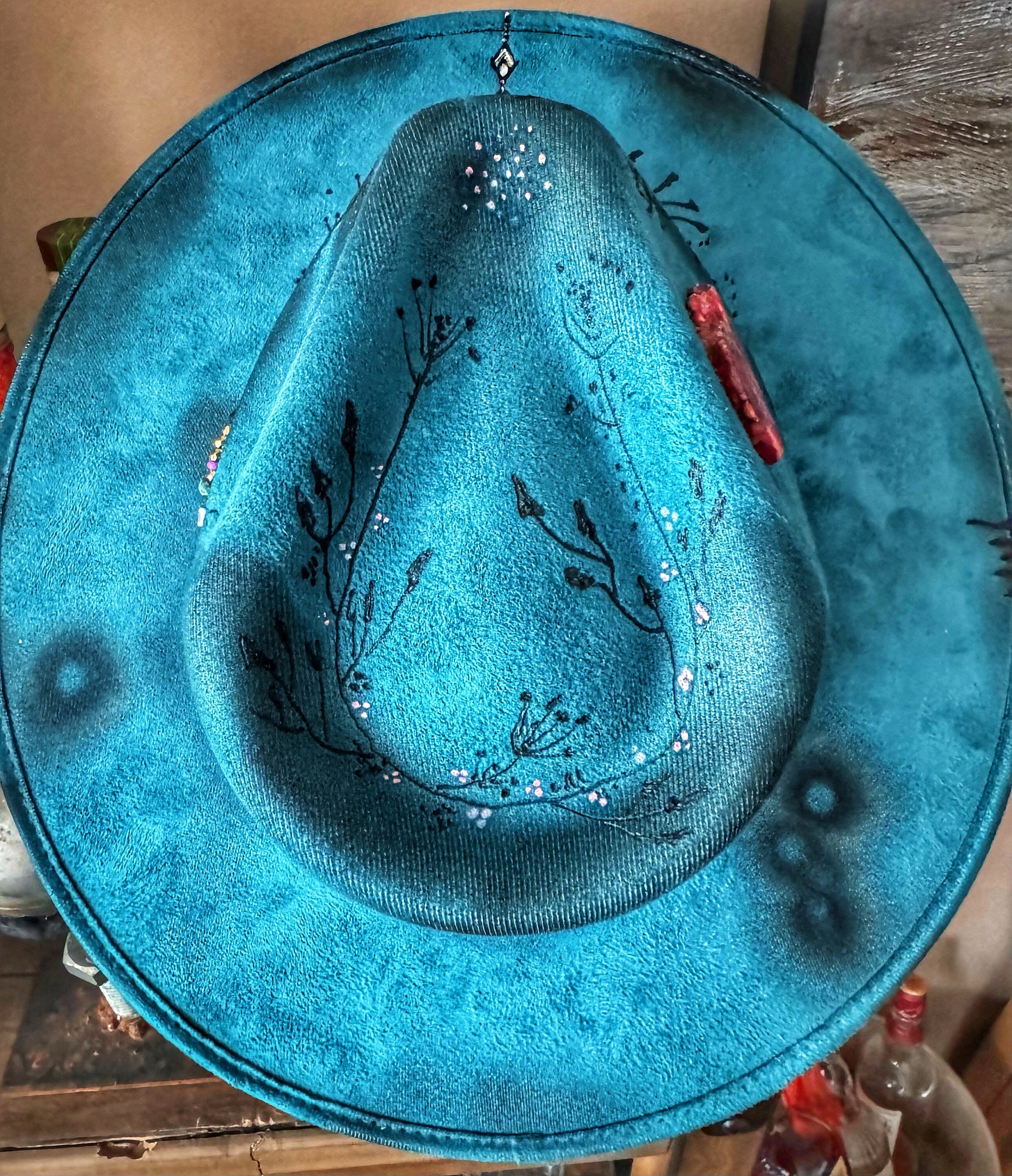 Custom Cowboy Hat turquoise Treasure Dragonfly - Etsy