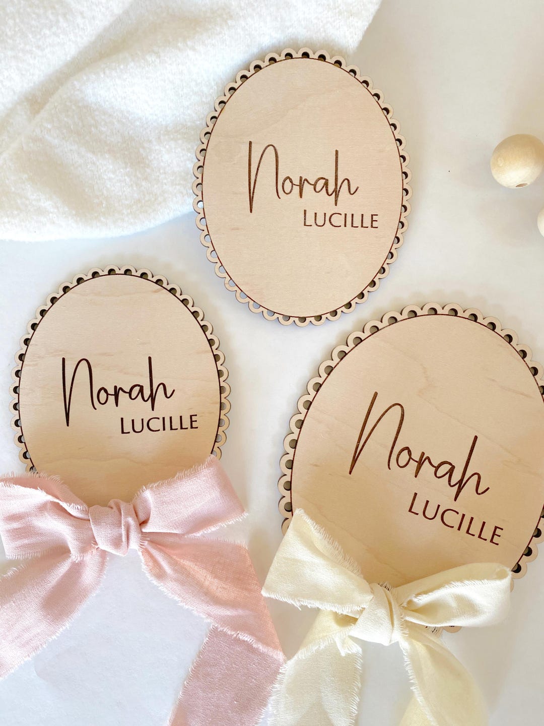 Custom Newborn Baby Name Plate, Ribbon Bow Name Sign, Personalized ...