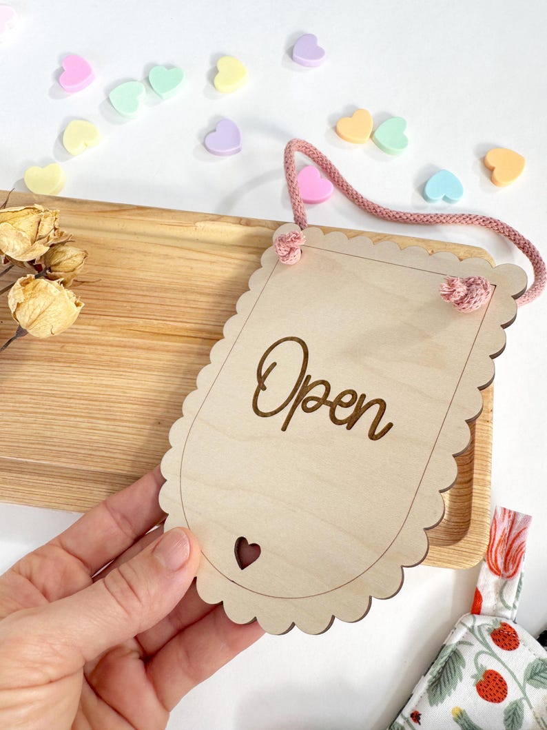 Wooden Play Kitchen Open and Closed Sign, Play Kitchen Sign, Children ...