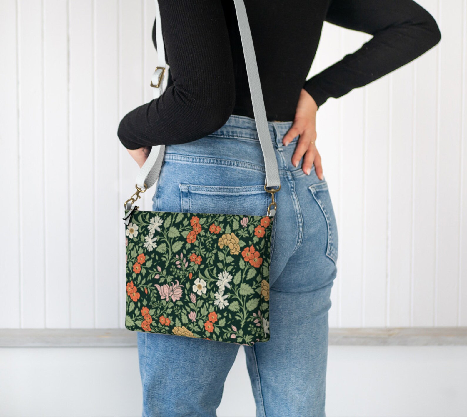 Floral Vegan Leather Crossbody Purse Nature Inspired Design Eco ...