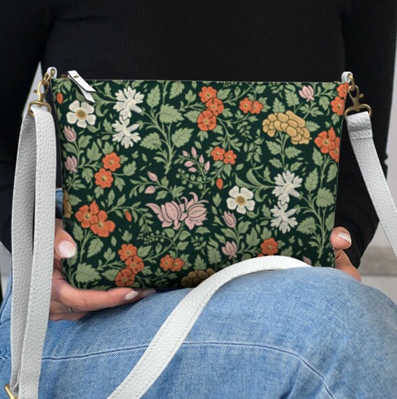 Floral Vegan Leather Crossbody Purse Nature Inspired Design Eco ...