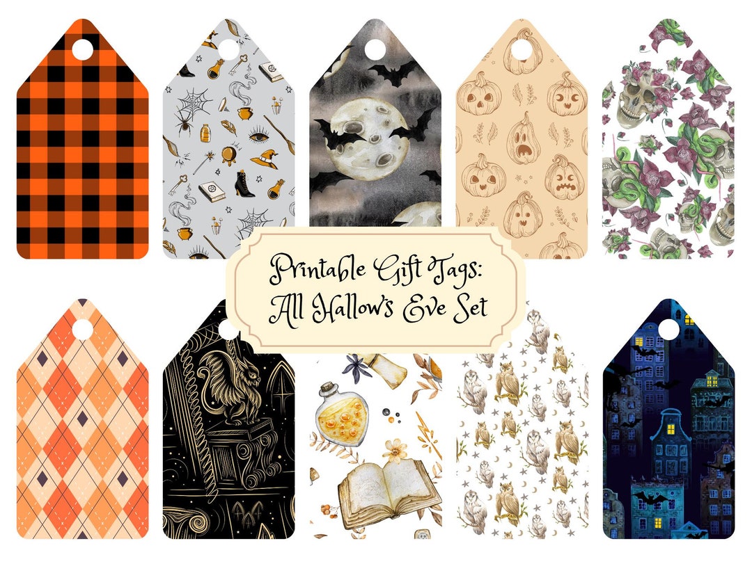 Printable Halloween Gift Tags Spooky Party Favor Tags DIY Trick or ...