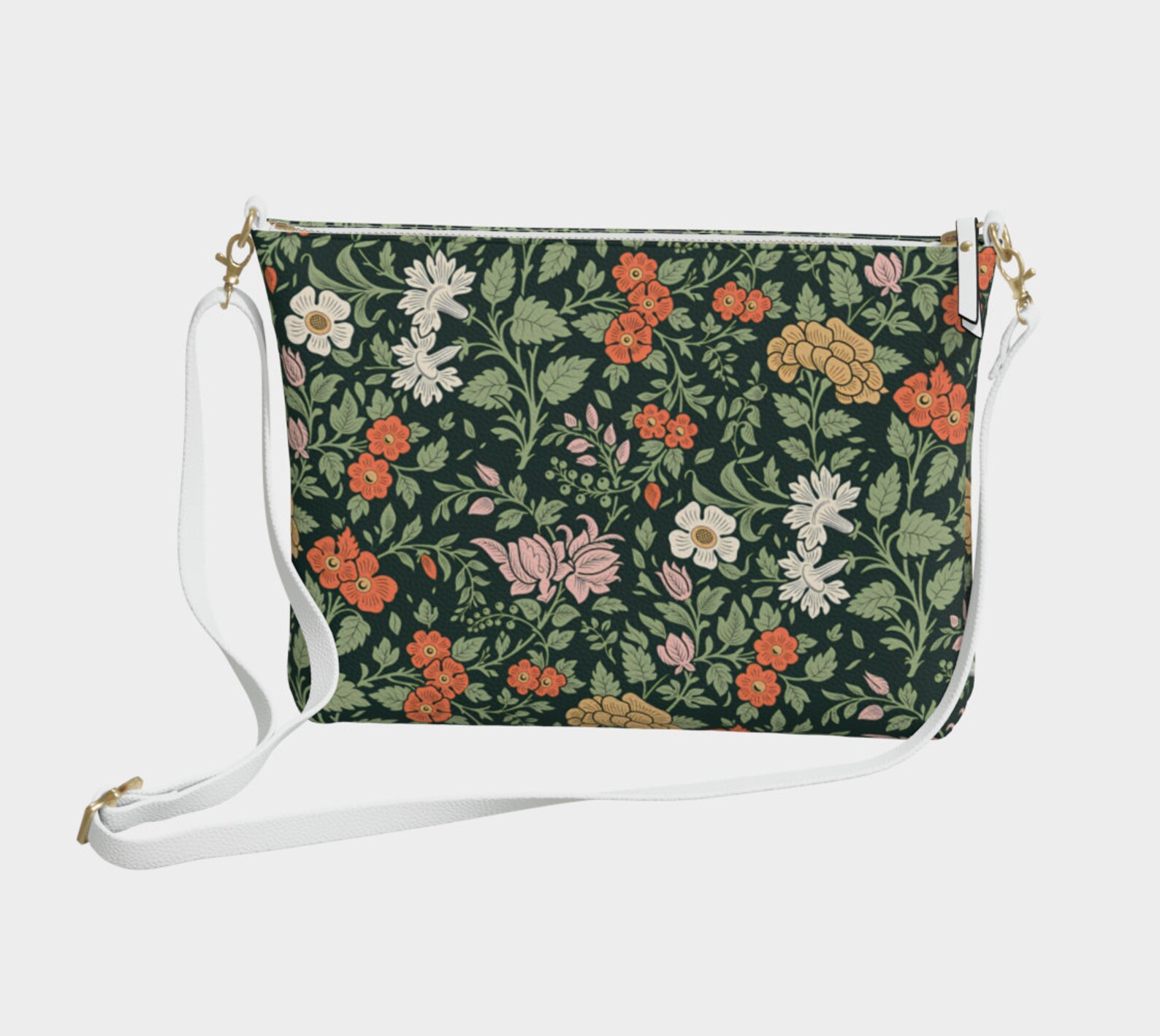 Floral Vegan Leather Crossbody Purse Nature Inspired Design Eco ...