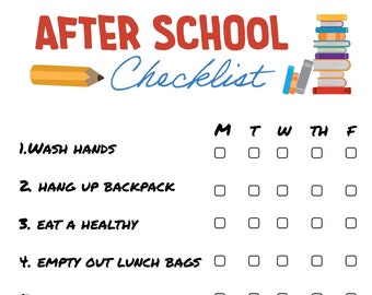 After School Check-list To-do List for Kids, Students, Homeschool - Etsy