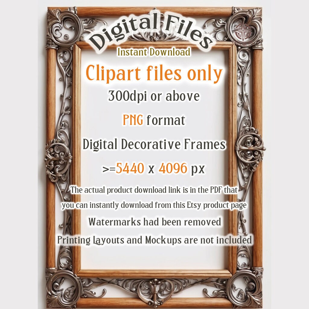 8 Elegant Digital Flower Frame Patterns Set 03 - Etsy