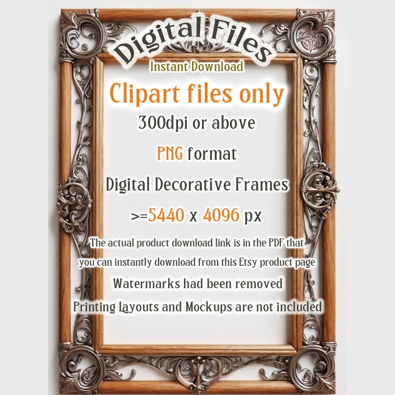 10 Elegant Digital Wooden Frame Patterns Set 01 - Etsy