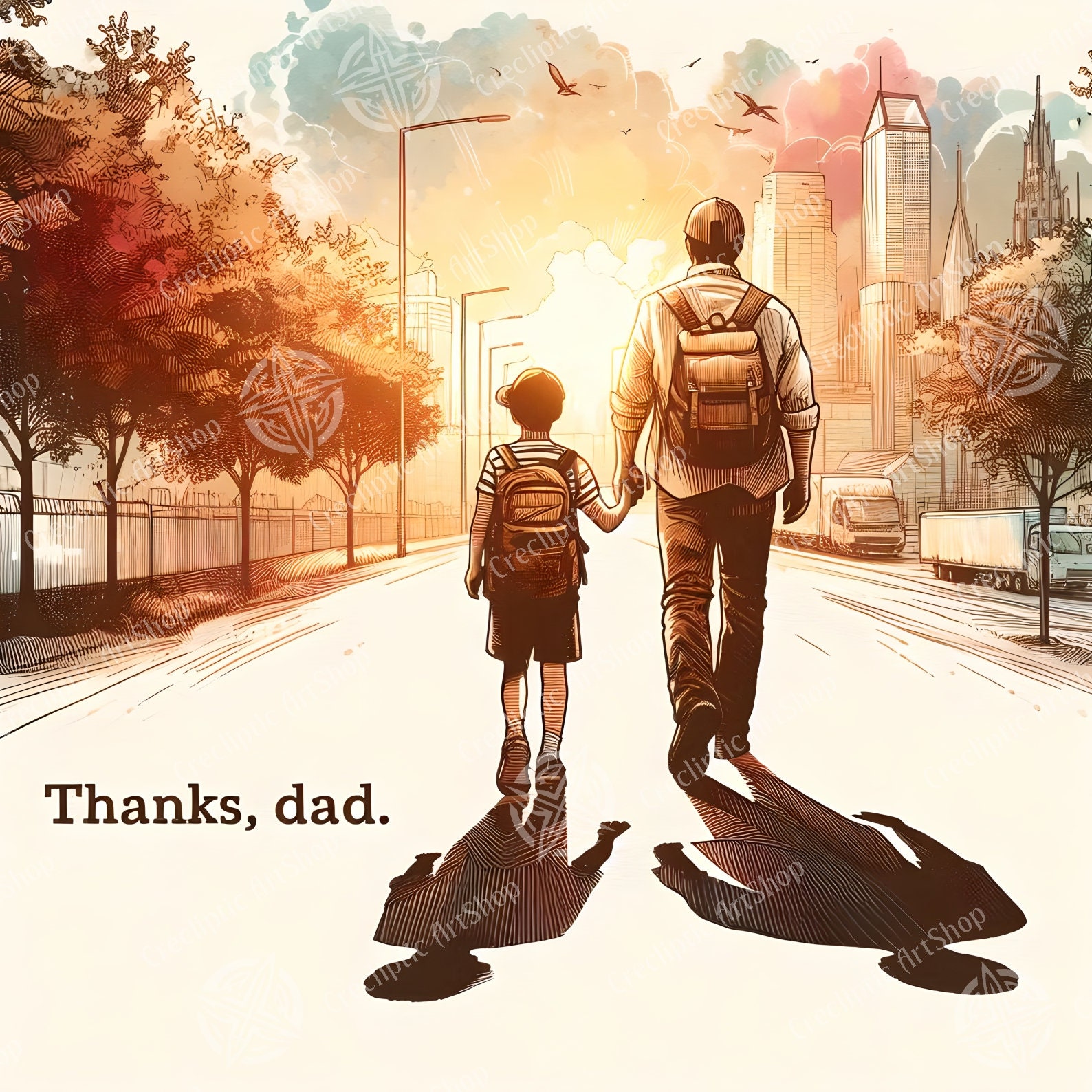 10 Father's Day / Daddy Clipart - Touching Moments, Sunset, Daddy and ...