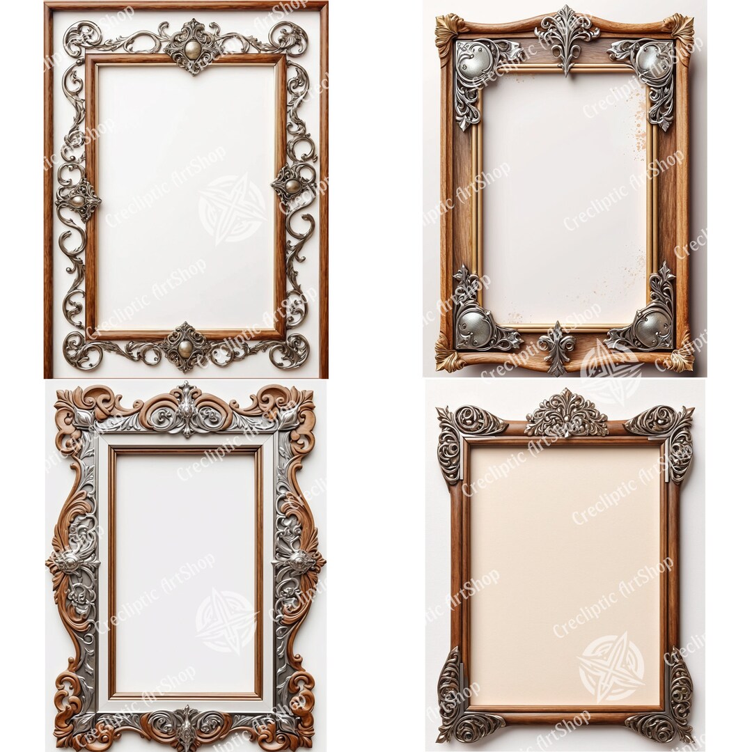 12 Elegant Digital Wooden Frame Patterns Set 03 - Etsy