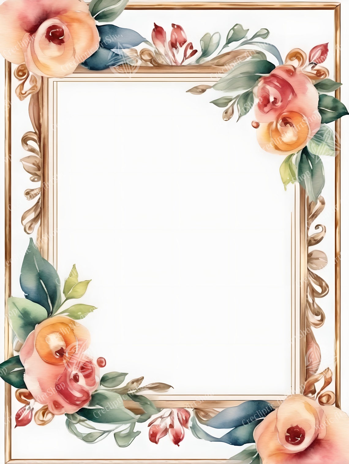 8 Elegant Digital Flower Frame Patterns Set 03 - Etsy