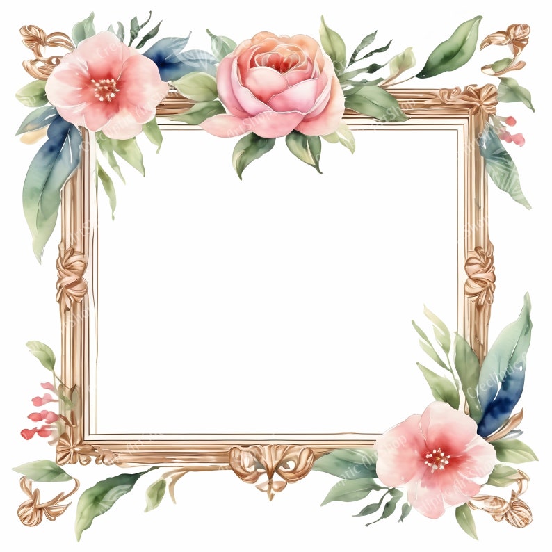 8 Elegant Digital Flower Frame Patterns Set 02 - Etsy