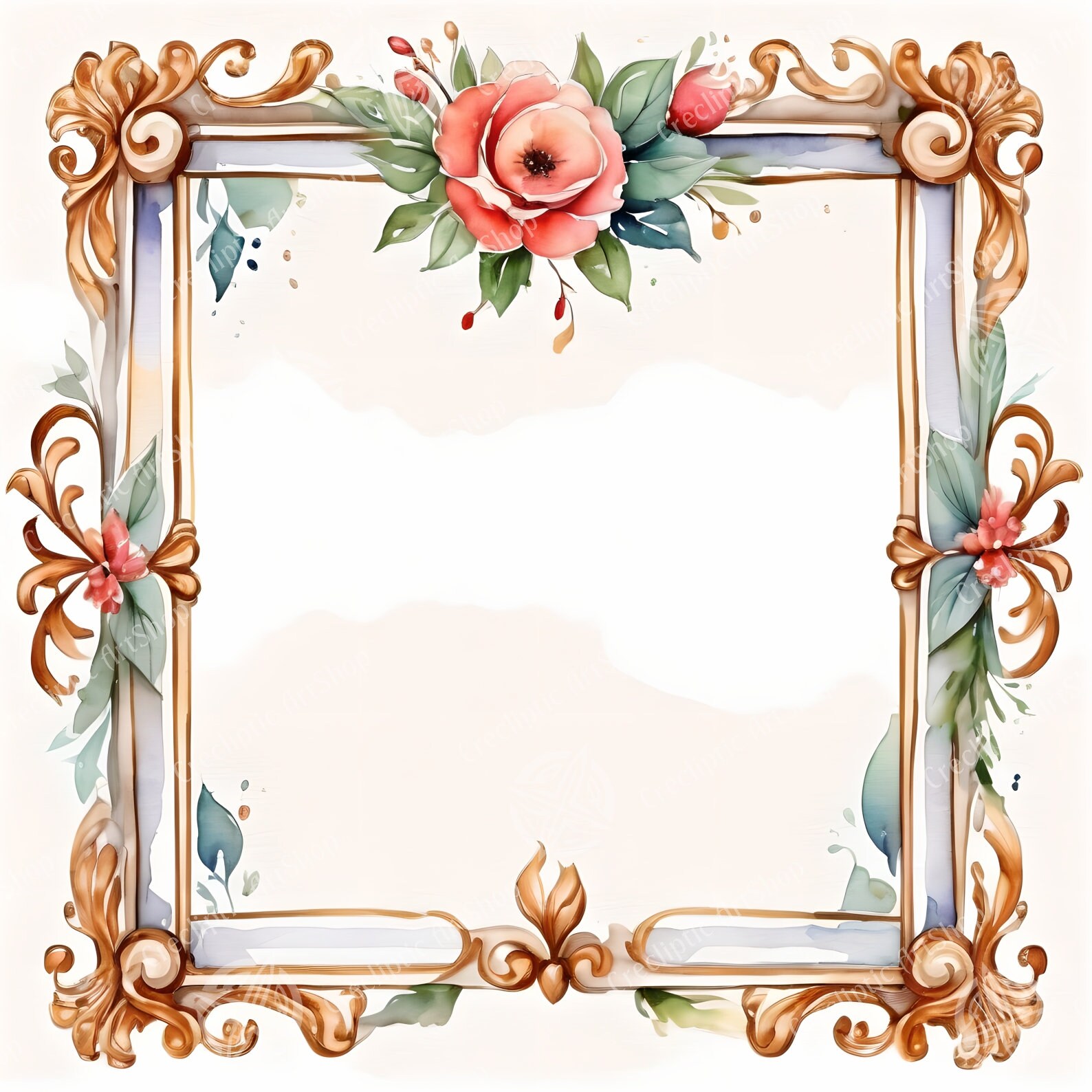 8 Elegant Digital Flower Frame Patterns Set 02 - Etsy