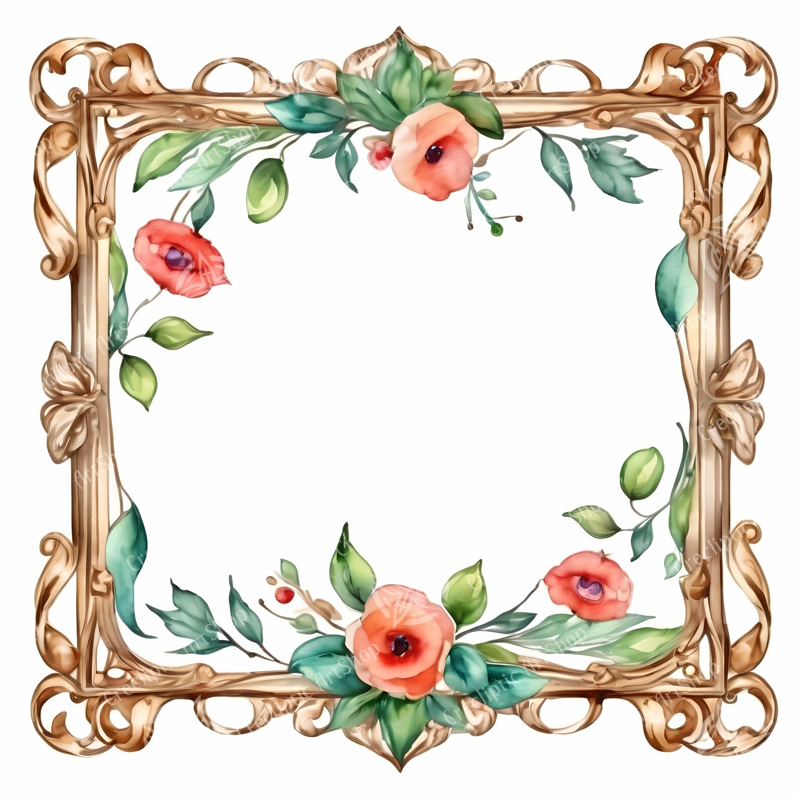 8 Elegant Digital Flower Frame Patterns Set 02 - Etsy