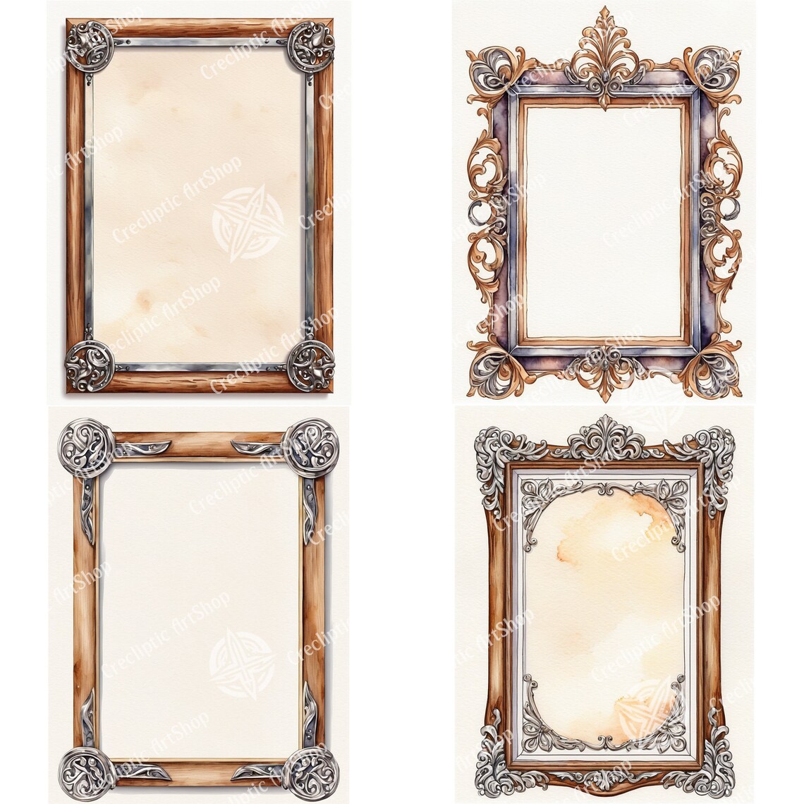 10 Elegant Digital Wooden Frame Patterns Set 02 - Etsy