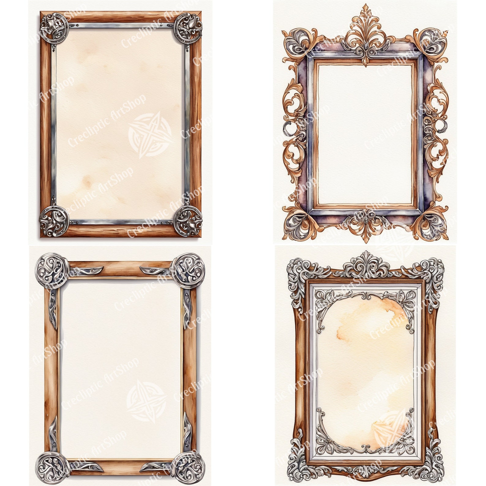 10 Elegant Digital Wooden Frame Patterns Set 02 - Etsy