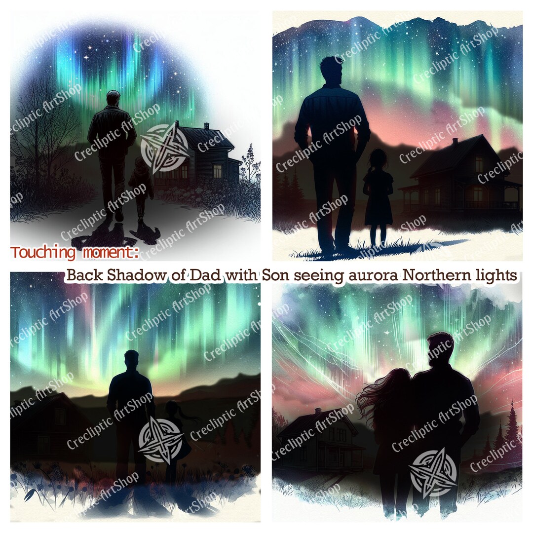 Father's Day Clipart: Daddy & Daughter Aurora Scene (digital Download ...