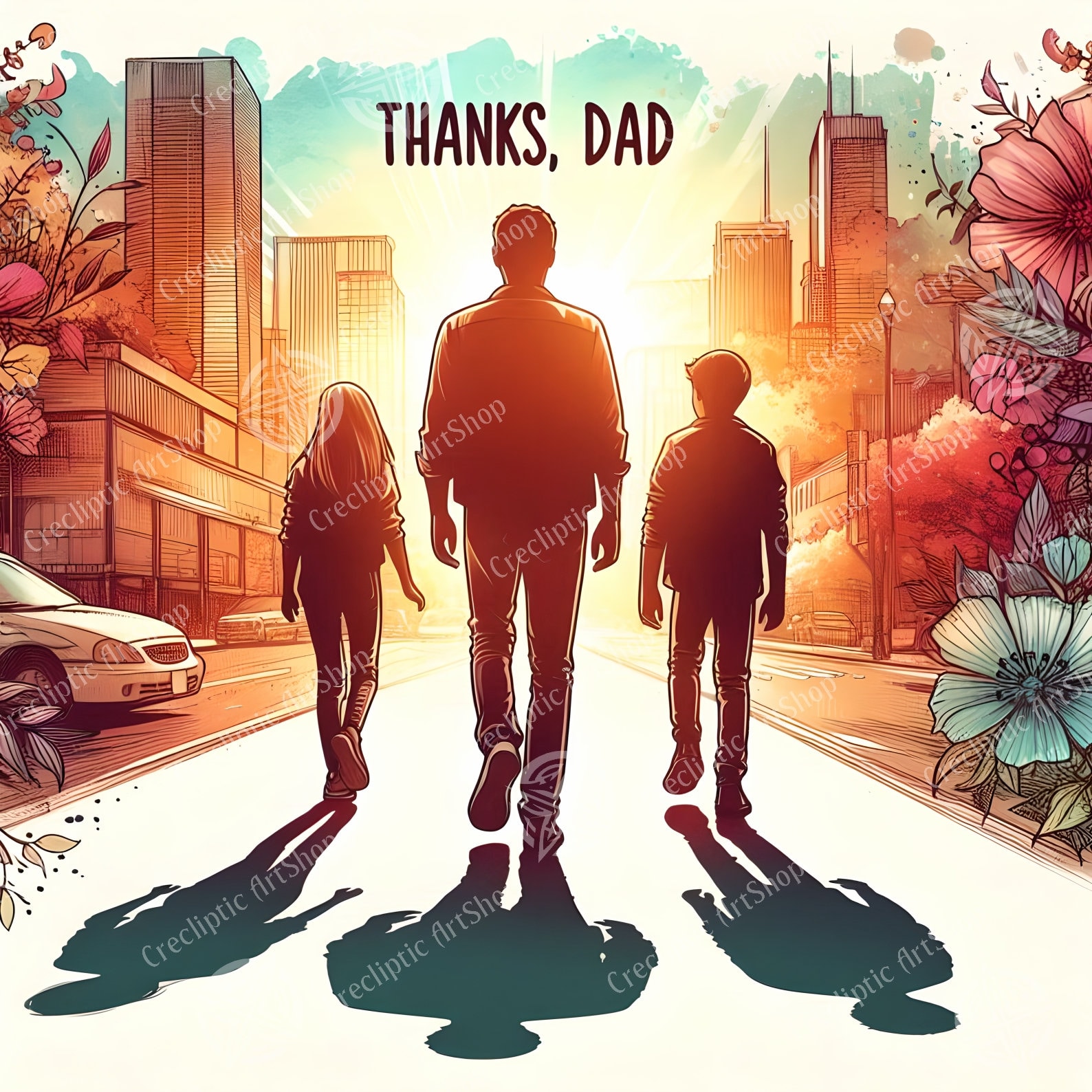 8 Father's Day / Daddy Clipart - Touching Moments, Sunset, Daddy With a ...