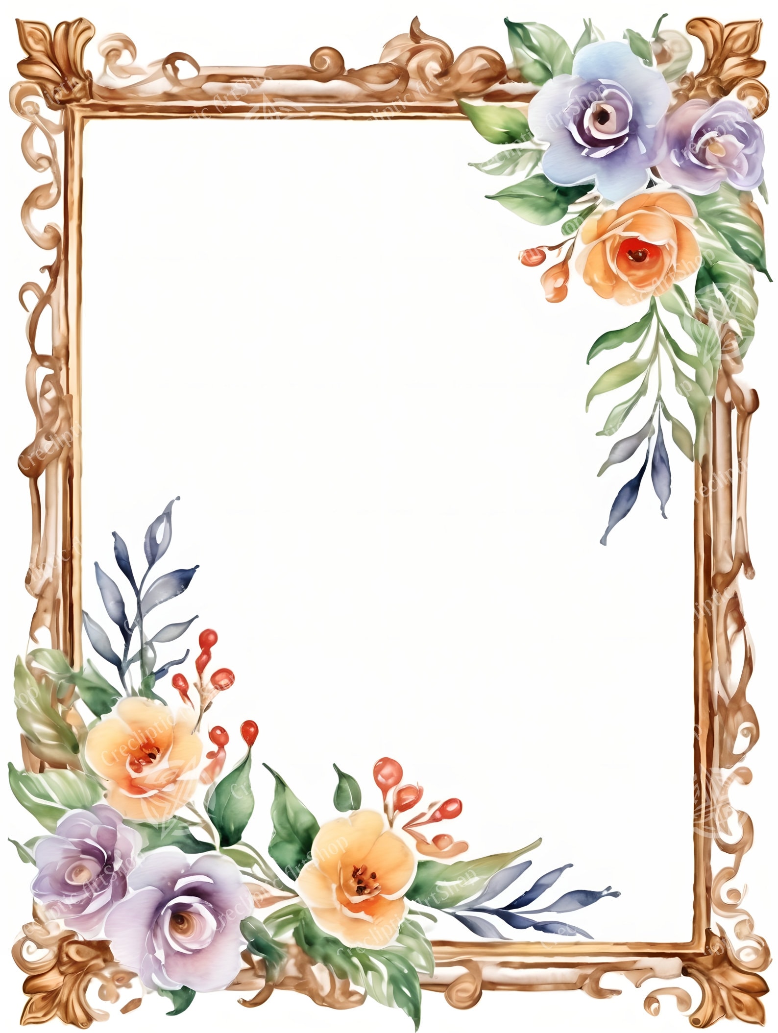 8 Elegant Digital Flower Frame Patterns Set 03 - Etsy