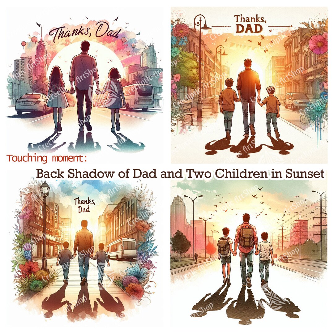 12 Father's Day / Daddy Clipart - Touching Moments, Sunset, Daddy and ...