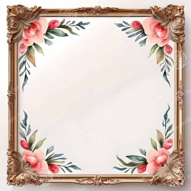 8 Elegant Digital Flower Frame Patterns Set 02 - Etsy