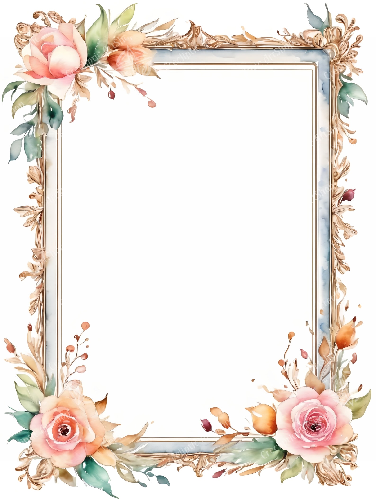 8 Elegant Digital Flower Frame Patterns Set 03 - Etsy