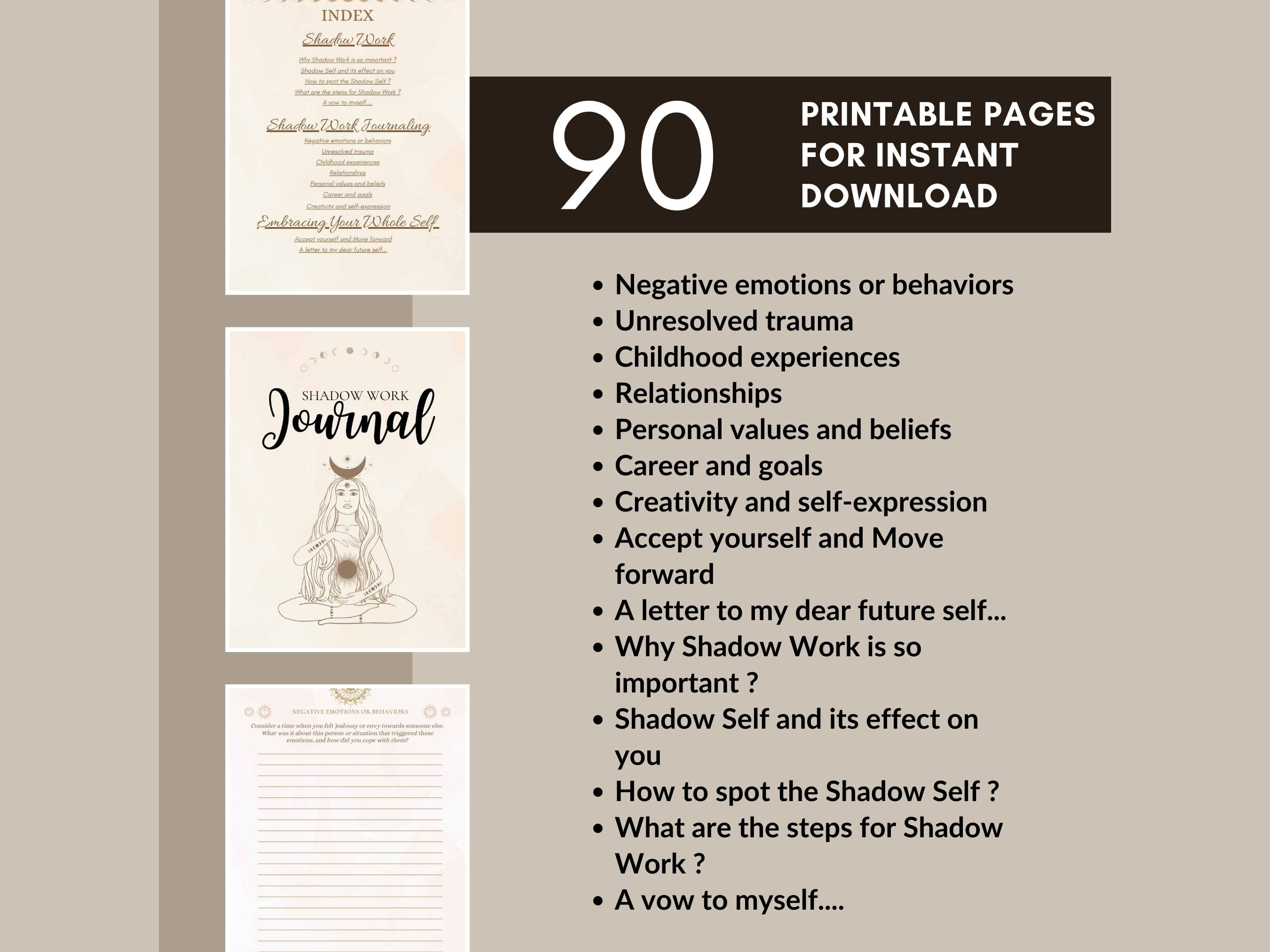Printable Shadow Work Journal Printable Spiritual Planner Shadow Self ...