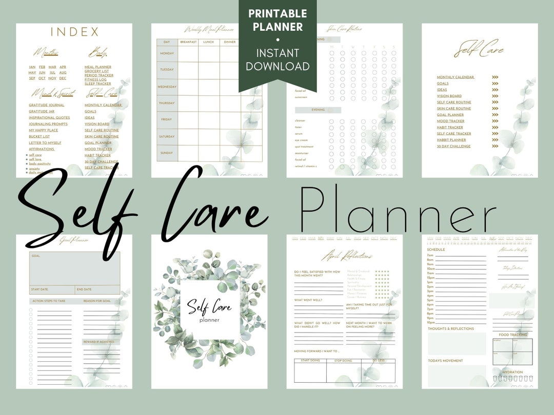 Printable Self Care Planner Daily Wellness Journal Period Tracker Self ...