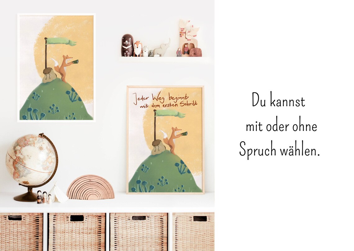 Poster Mutiger Fuchs mit Spruch A4 A3 Kinderposter Fuchs Kinderzimmer ...