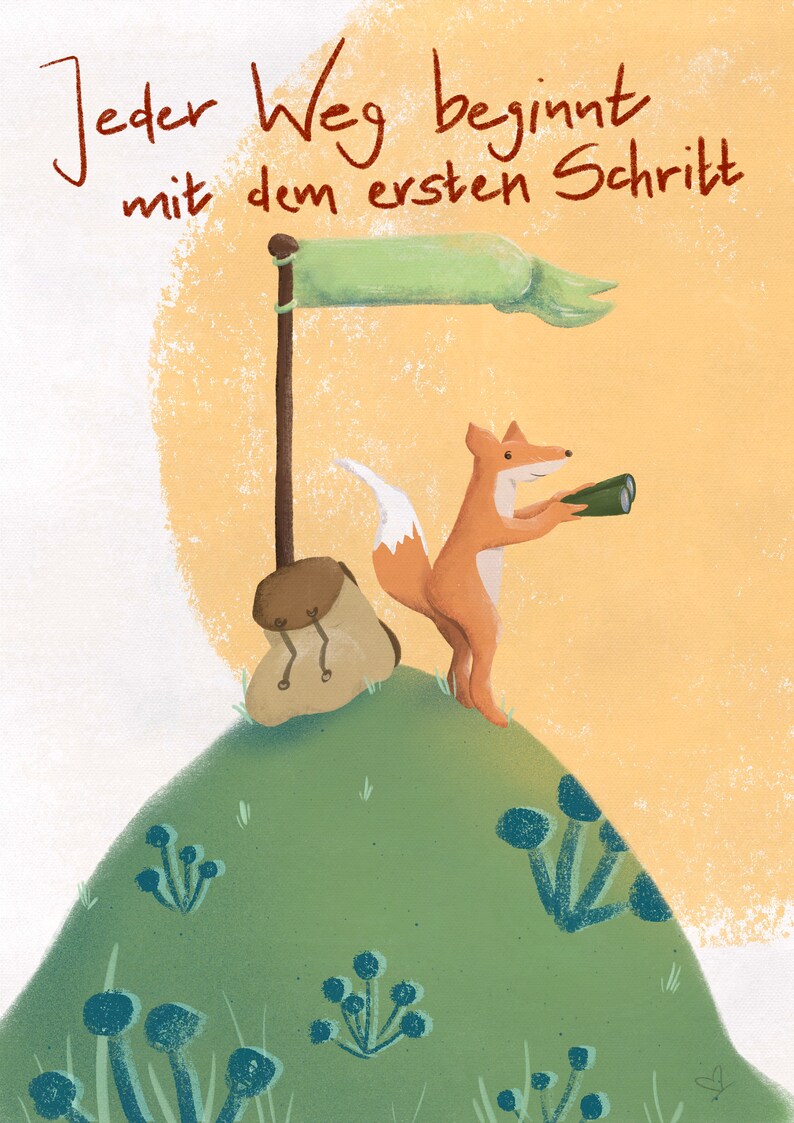 Postkarte mutiger Fuchs A6 Karte mit Spruch Kindergeburtstag Postkarte ...