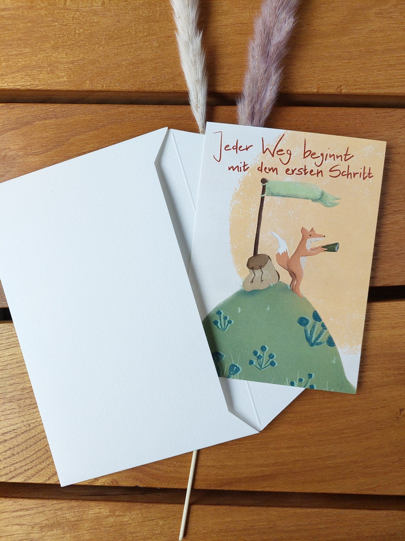 Postkarte mutiger Fuchs A6 Karte mit Spruch Kindergeburtstag Postkarte ...