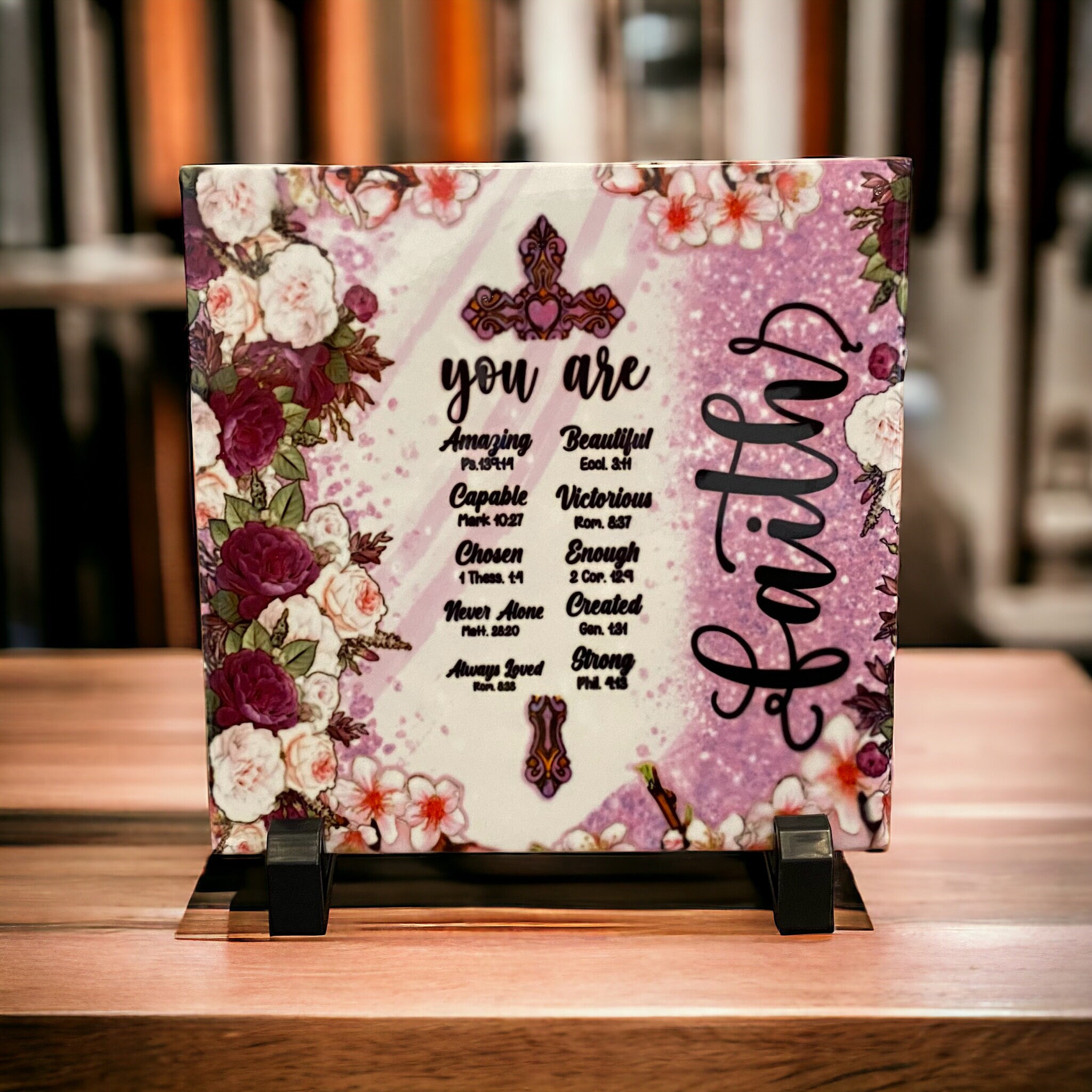 Purple Faith Cross Tile Plaque / Ceramic Tile / Display Ceramic Tile ...