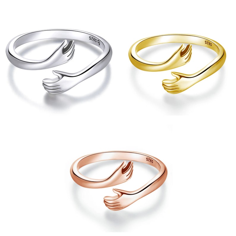 Minimalist Adjustable Hug Rings, S925 Silver Adjustable Rings, Cute ...