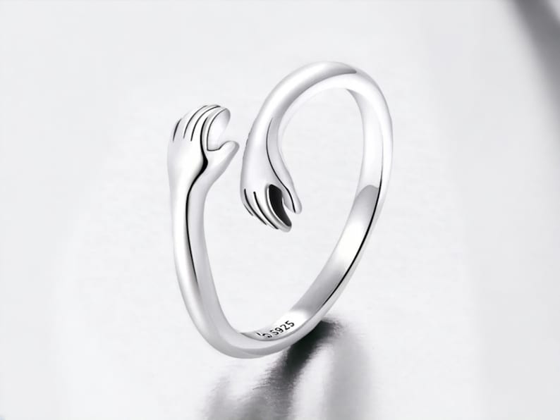 Minimalist Adjustable Hug Rings, S925 Silver Adjustable Rings, Cute ...