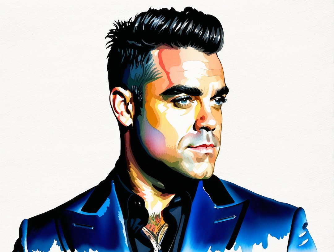 Robbie Williams Printable Digital Portrait - British Pop Icon Tribute ...