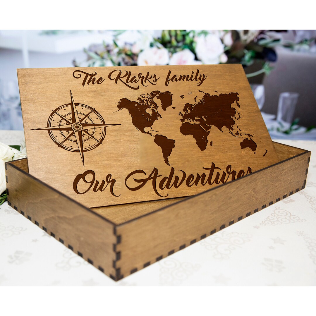 Travel Adventure Archive Box World Map Box Customized Wooden Memory Box ...