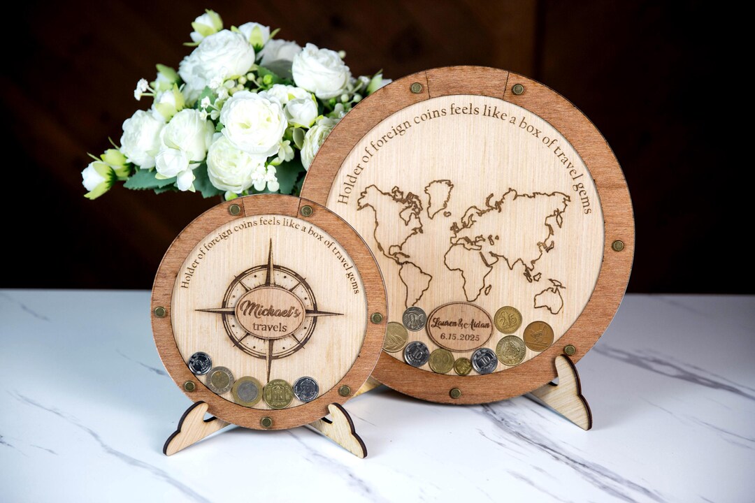 Custom Coin Holder for Travelers, Personalized Travel Gift Customizable ...